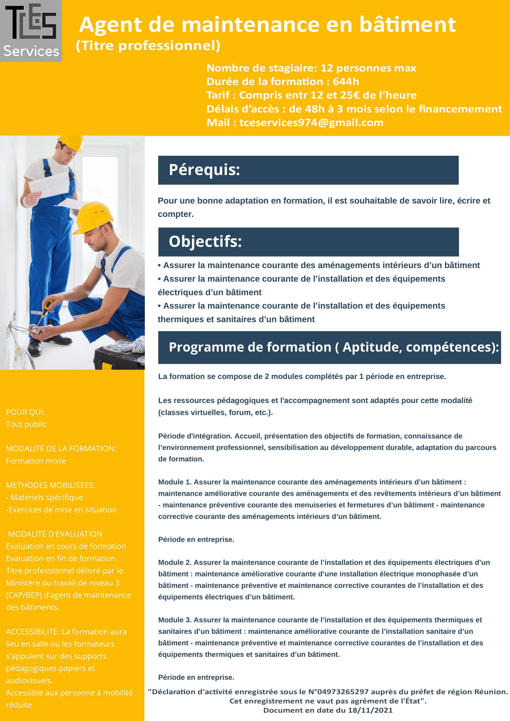 Fiche agent de maintenance du bâtiment